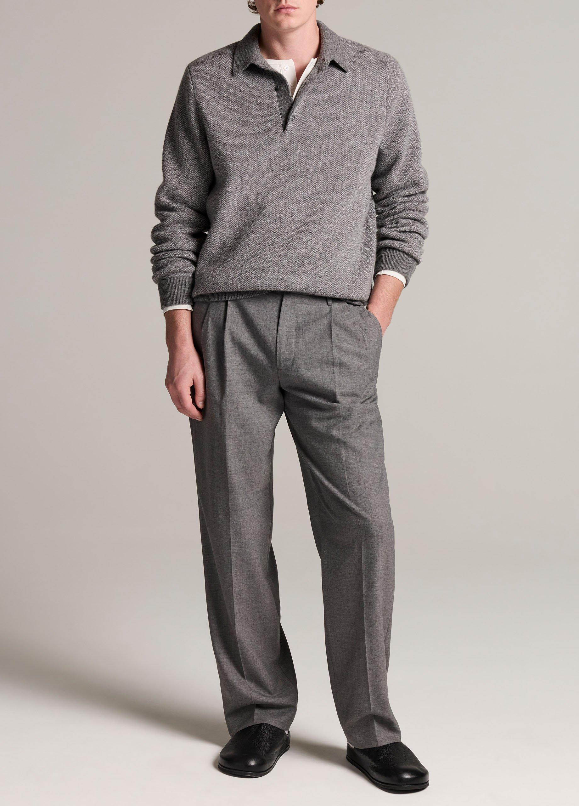 VINCE Vince Louie Relaxed Twill Double-Pleated Trousers